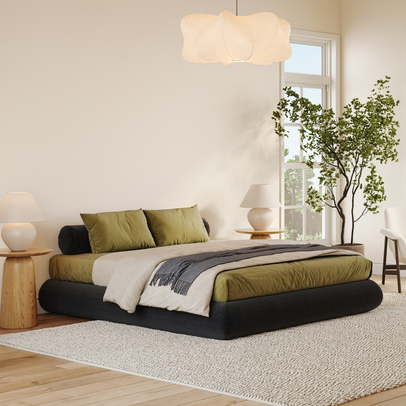 Luna Bed Frame l Onyx Black, Crescent Shape | SoftFrame®